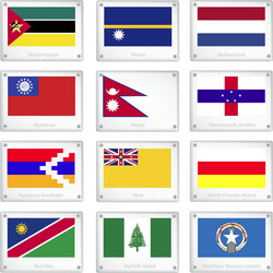 Official national flags on metal texture plate Vector Image