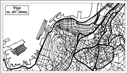 Vigo spain city map in retro style outline Vector Image