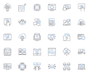 Netizens line icons collection online virtual Vector Image