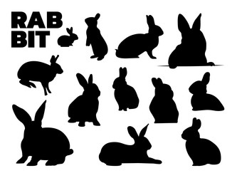 Rabbit silhouette set Royalty Free Vector Image