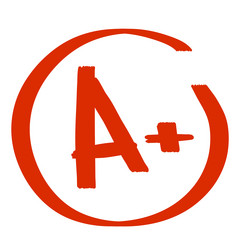 A plus red grade mark school test Royalty Free Vector Image