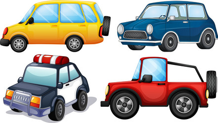 Four cars with different styles Royalty Free Vector Image