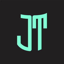 Jt logo monogram with piece circle ribbon style Vector Image