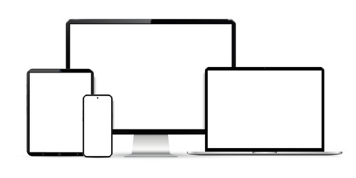 Laptop tablet mobile phone mockup Royalty Free Vector Image