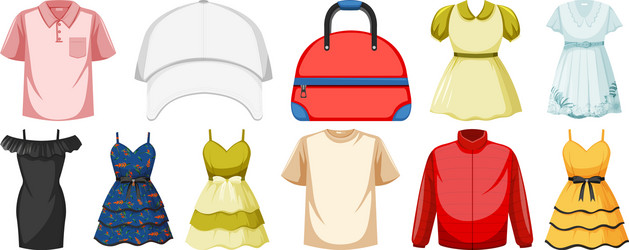 Set costume objects Royalty Free Vector Image - VectorStock