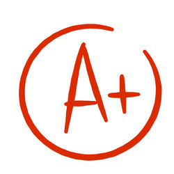 Grade a plus result icon school red mark Vector Image