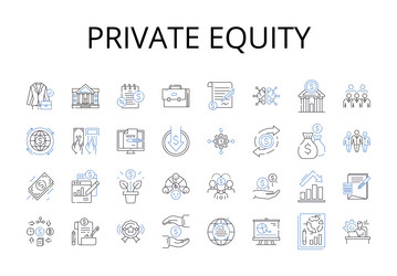 Private equity line icons collection venture Vector Image