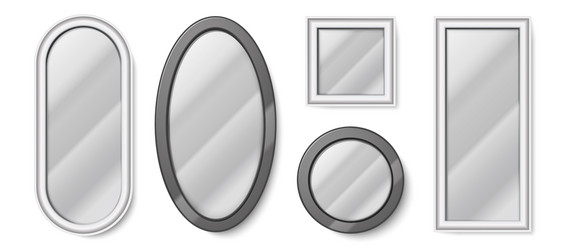 3d realistic mirrors circle and square reflective Vector Image