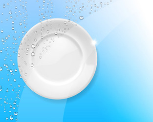 Plates stack in water splash white clean dishes Vector Image