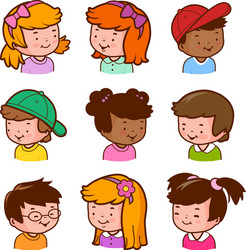 Set happy smiling diverse young children Vector Image
