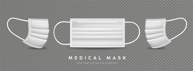 Face mask fabric white color mock up side view Vector Image