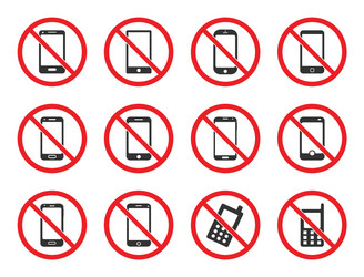 No cell phone sign mobile prohibited Royalty Free Vector