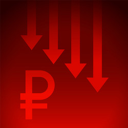 Russian ruble red downfall crisis of economy Vector Image