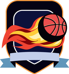 Basketball on fire sport logo Royalty Free Vector Image