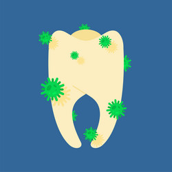 Tooth with bacteria in mouth Royalty Free Vector Image