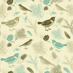 Vintage bird floral pattern Royalty Free Vector Image