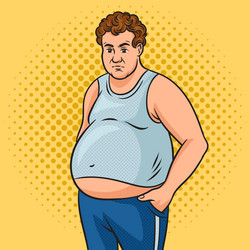Fat man with beer belly abdominal obesity sketch Vector Image