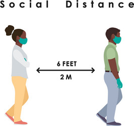 Social distance full length sick people Royalty Free Vector