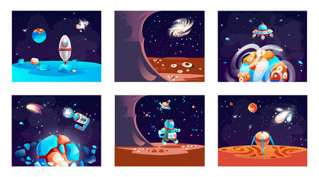 Space planet landscape set cosmic game background Vector Image