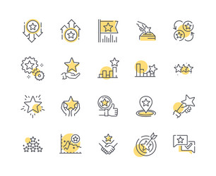 Star rating icons outline set Royalty Free Vector Image