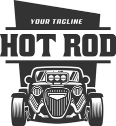 Hot rod car logo hotrod emblem Royalty Free Vector Image