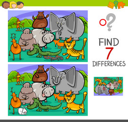 Find differences game with animal characters group