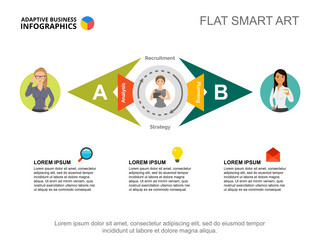 Three colleagues process chart template Royalty Free Vector
