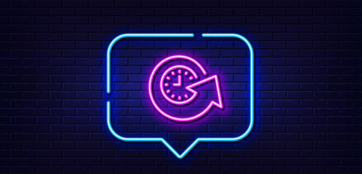 Update time line icon refresh watch sign neon Vector Image