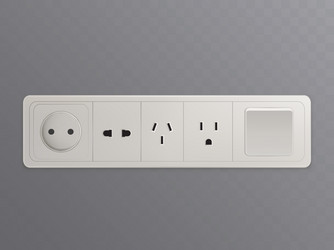 Wall-mounted outlet with various sockets 3d Vector Image