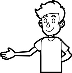 Cartoon boy young character line Royalty Free Vector Image