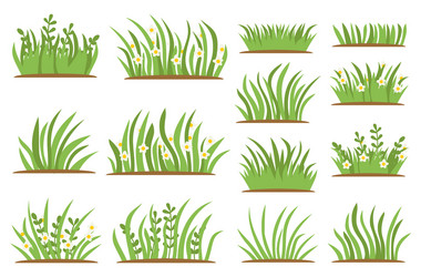 Green grass flat icon set wild meadow herbs Vector Image
