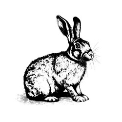 Rabbit drawing isolated hand drawn engraved style Vector Image