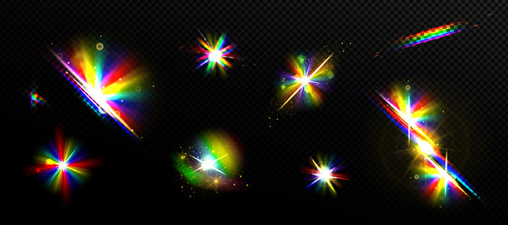 Rainbow light effects streak overlay Royalty Free Vector
