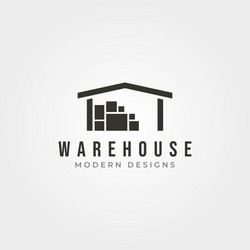 Warehouse line art logo minimalist Royalty Free Vector Image