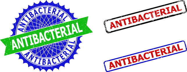 Anthrax rosette and rectangle bicolor stamp seals Vector Image