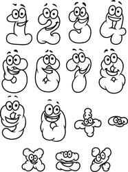 Cartoon funny numbers and digits Royalty Free Vector Image