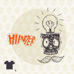 Hipster skull background Royalty Free Vector Image