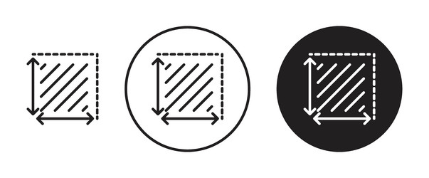 Area and dimension icon set square size space Vector Image