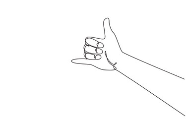 Single continuous line drawing shaka sign gesture Vector Image