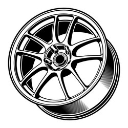 Car wheels rims line art silhouette Royalty Free Vector