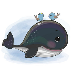 Cute gray whale cartoon smiling Royalty Free Vector Image