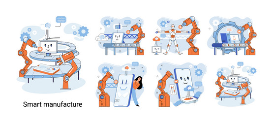 Smart manufacture metaphor with automated Vector Image