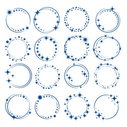 Stardust frames shiny star circle frame starry Vector Image