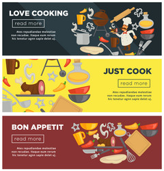 Cooking school banner template lets cook Vector Image