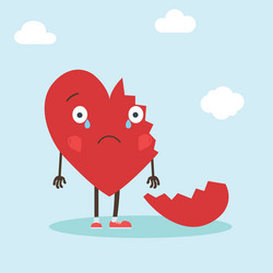Sad broken heart cartoon Royalty Free Vector Image