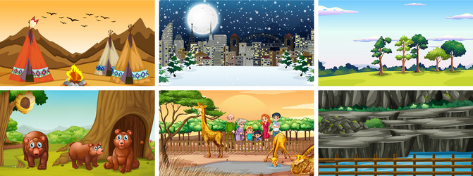 Different scenes with people and animals Vector Image