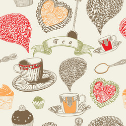 Vintage tea time pattern Royalty Free Vector Image