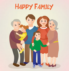 Family members with parents and kids on white Vector Image
