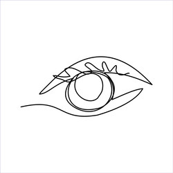 Line drawing eye icon single draw ophthalmologist Vector Image