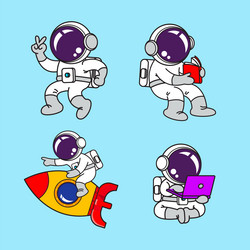 Astronaut cartoon set animation flat design Vector Image
